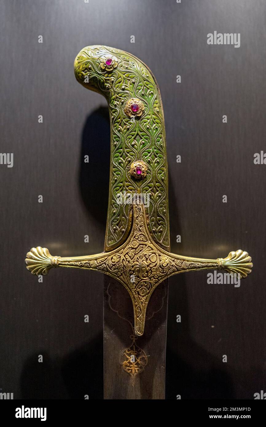 Close-up view of the ancient handmade sword handle Stock Photo - Alamy