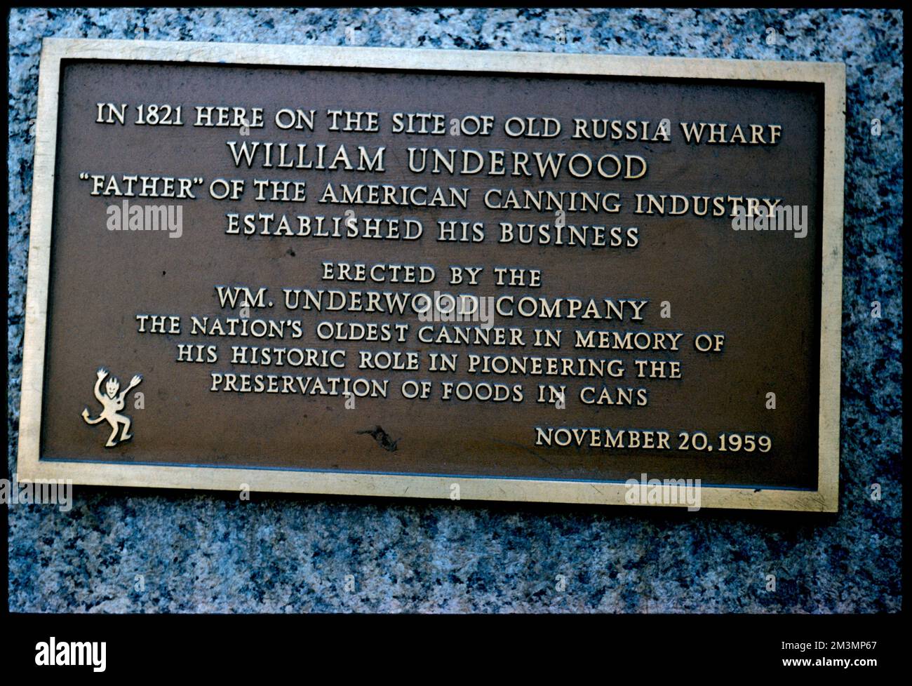 Plaque commemorating establishment of William Underwood Company, Boston ...