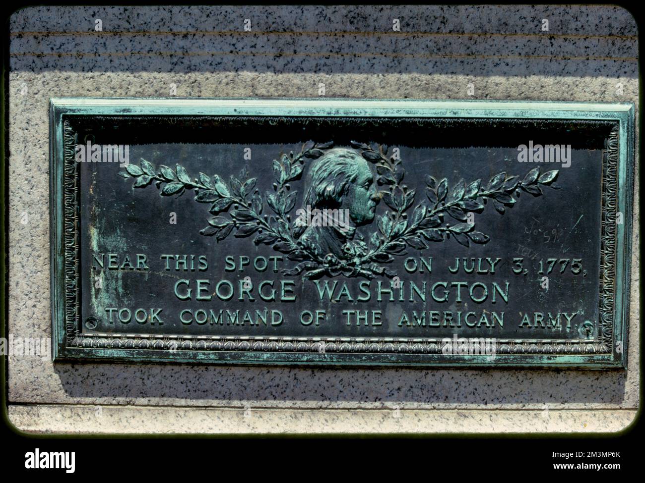 Plaque commemorating George Washington taking command of the American ...