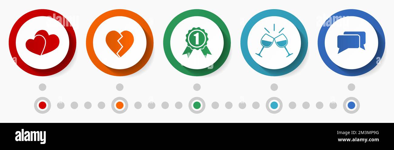 Love concept infographic template, wedding celebration vector icon set ...