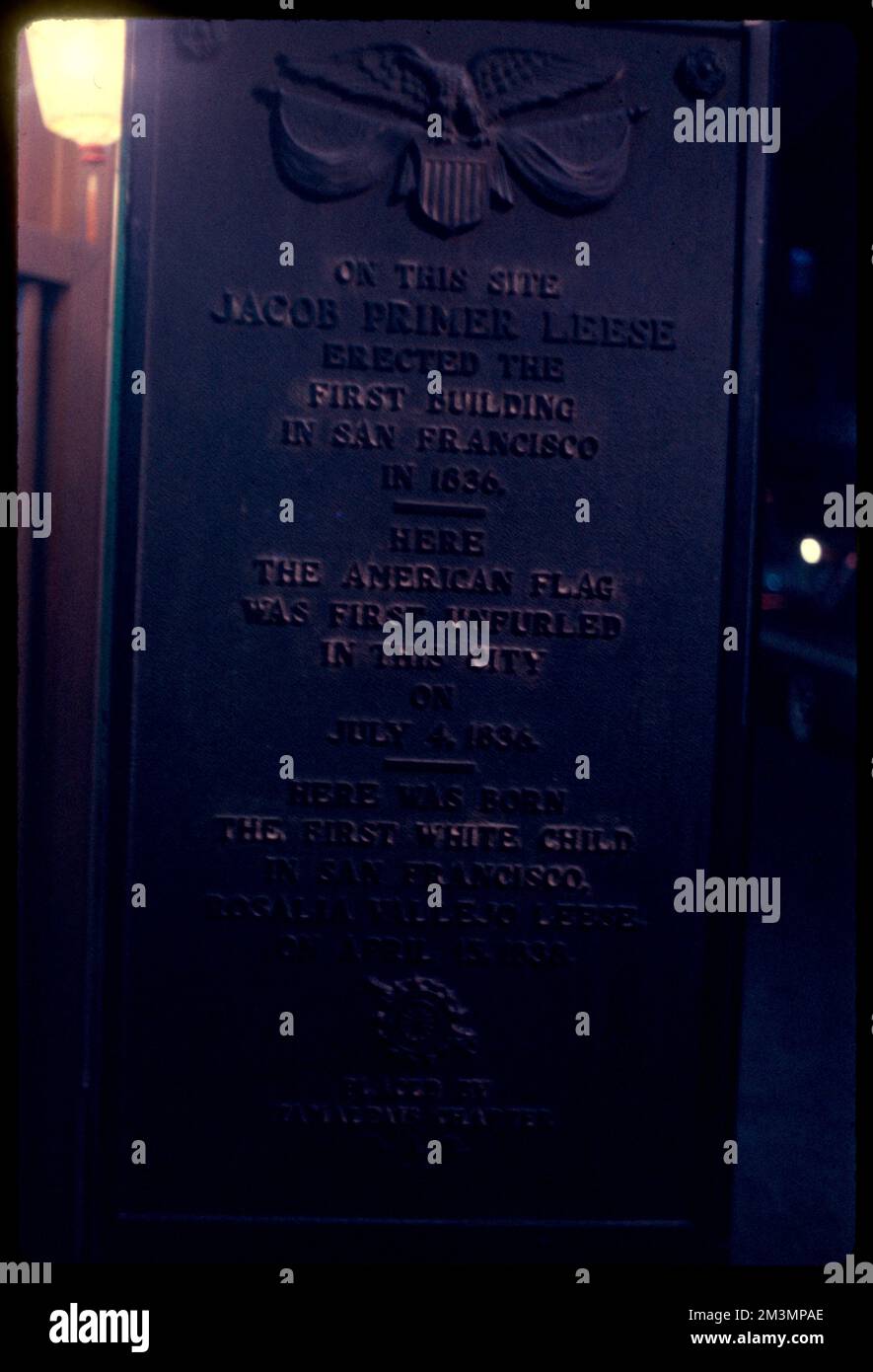 Plaque marking site of first building in San Francisco , Plaques, Leese ...