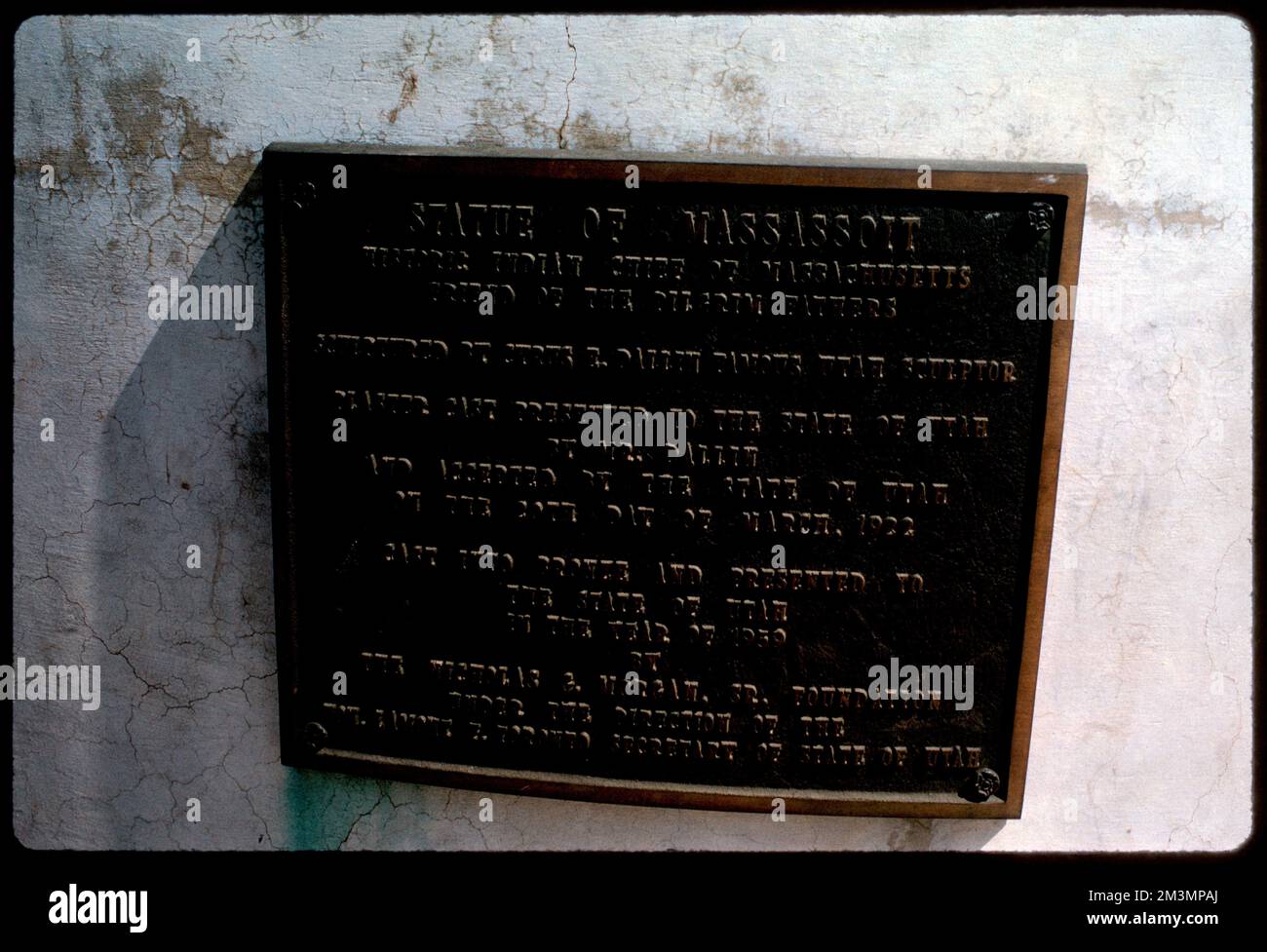 Plaque marking statue of Massasoit, Utah State Capitol, Salt Lake City ...