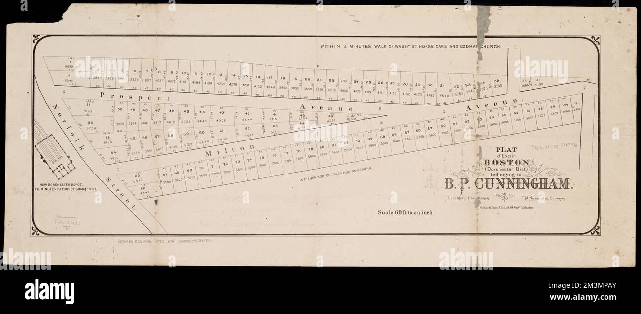 Plat of lots in Boston (Dorchester Dist.) belonging to B.P. Cunningham ...