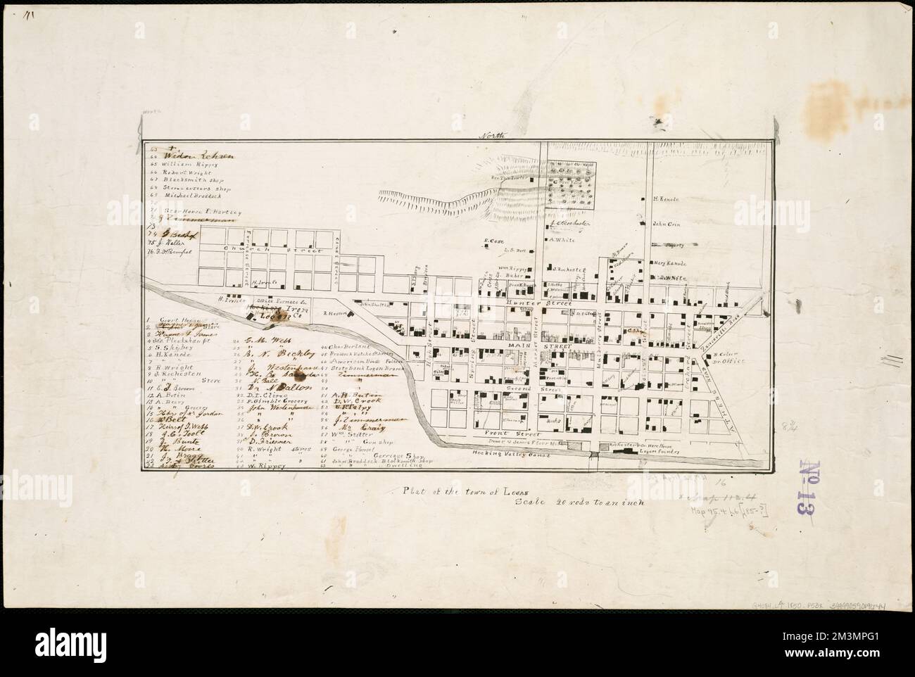 Plat of the town of Logan , Logan Ohio, Maps, Manuscript Norman B ...