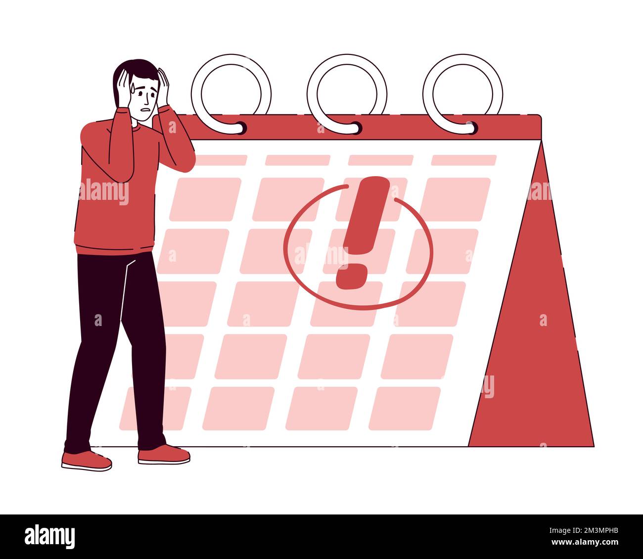 Man scared of deadline flat concept vector illustration Stock Vector ...