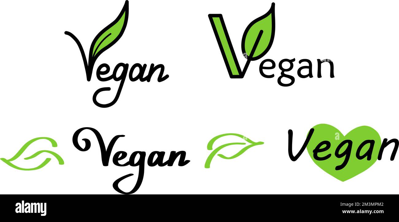 Vegan handdrawn text green vector lettering illustration. Calligraphy ...