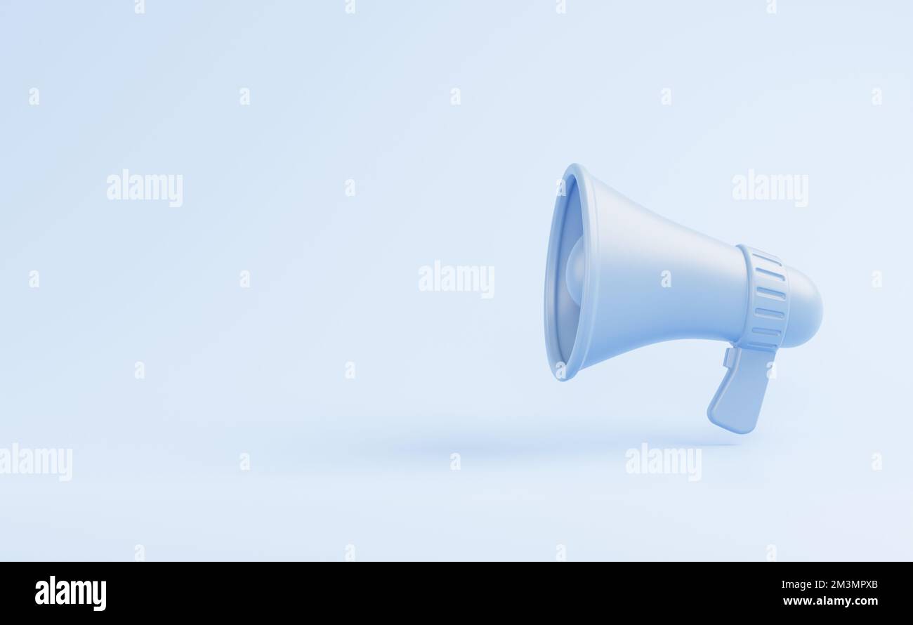 Mono color blue megaphone bullhorn speaker to announce or broadcast ...