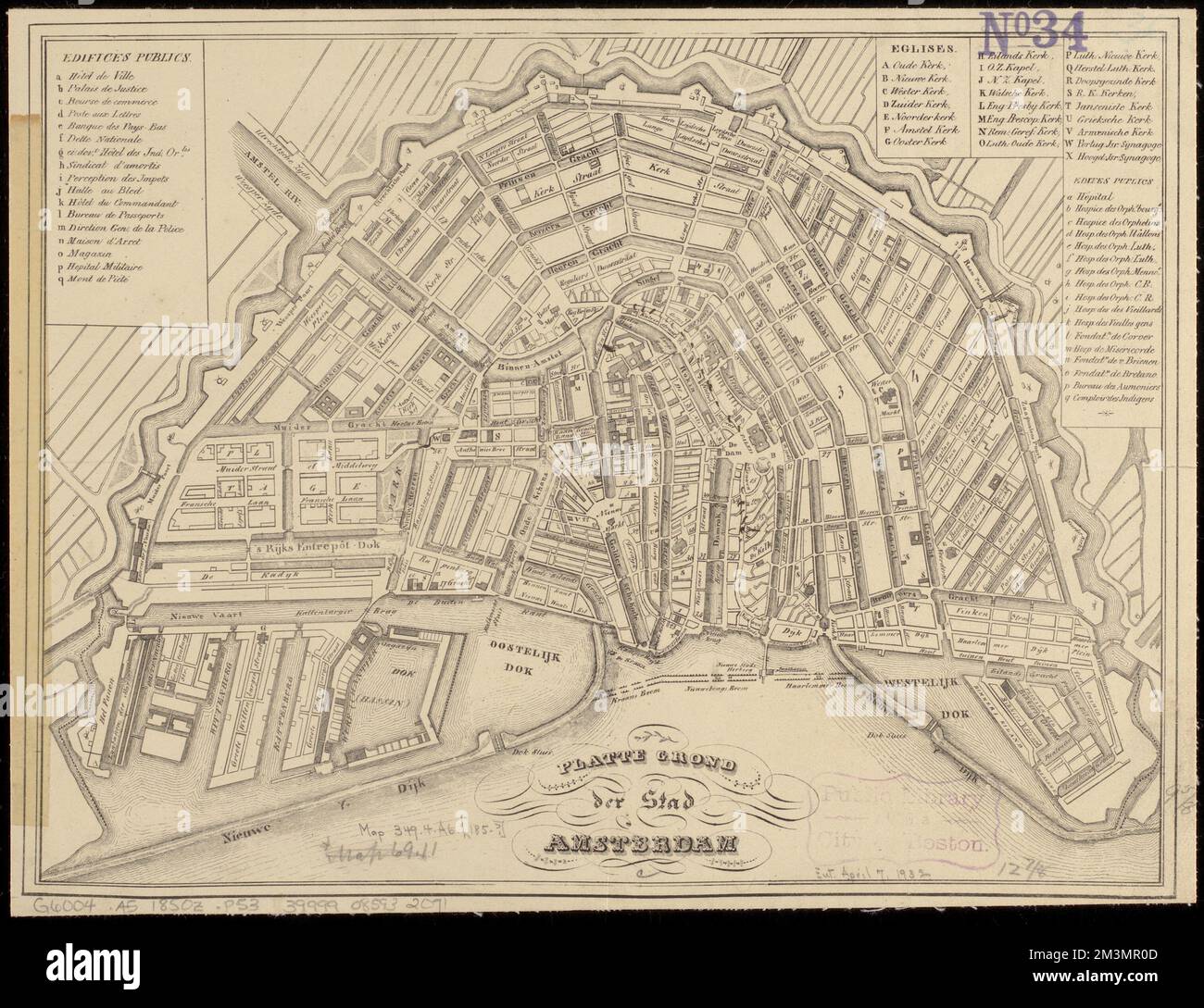 Platte grond der stad Amsterdam , Amsterdam Netherlands, Maps Norman B ...