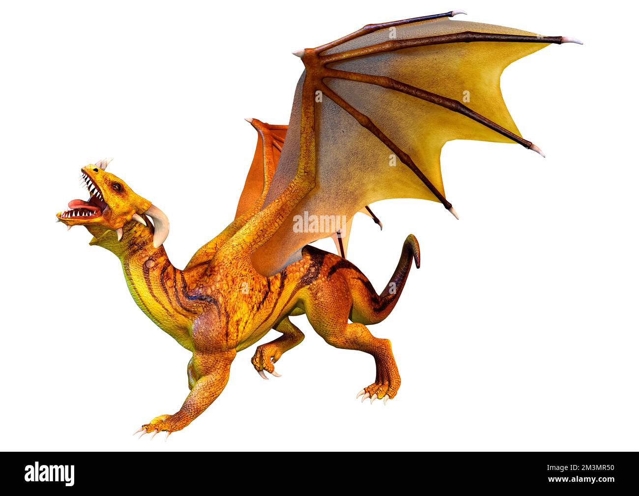 3D rendering of a fantasy dragon isolated on white background Stock ...