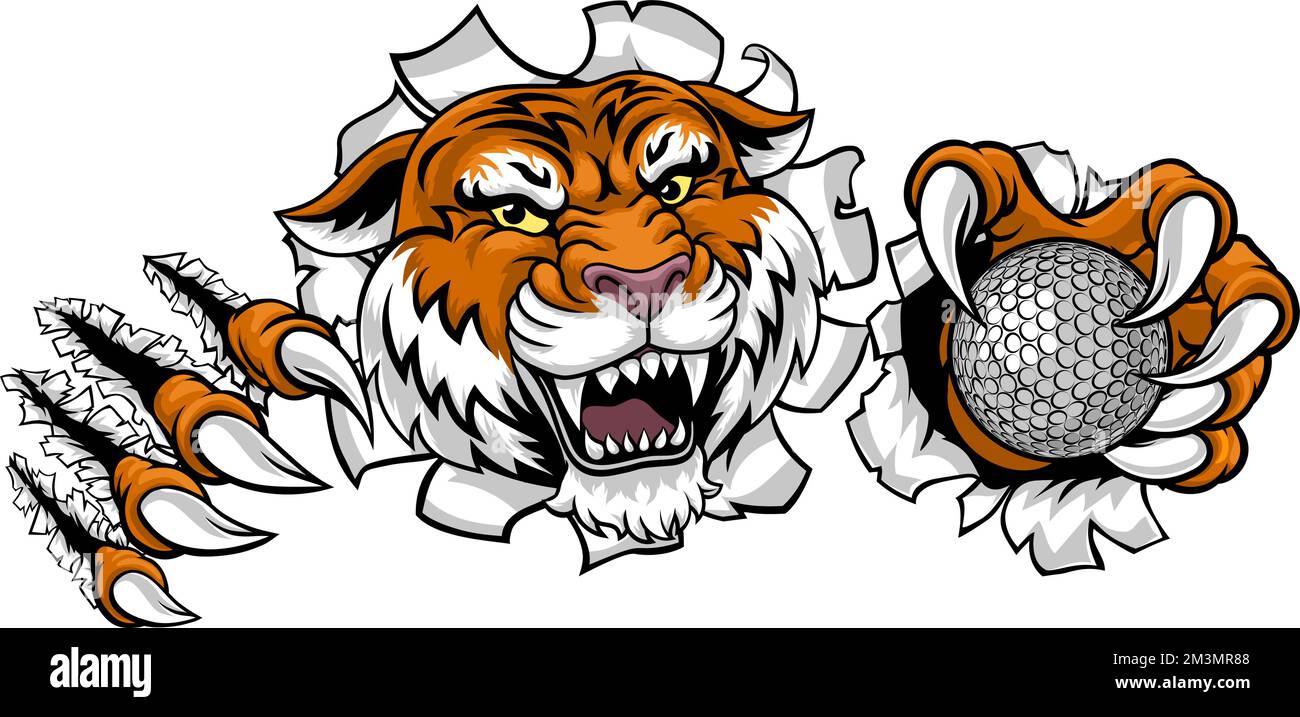 Tiger Golf Ball Sports Team Cartoon Animal Mascot Stock Vector Image ...