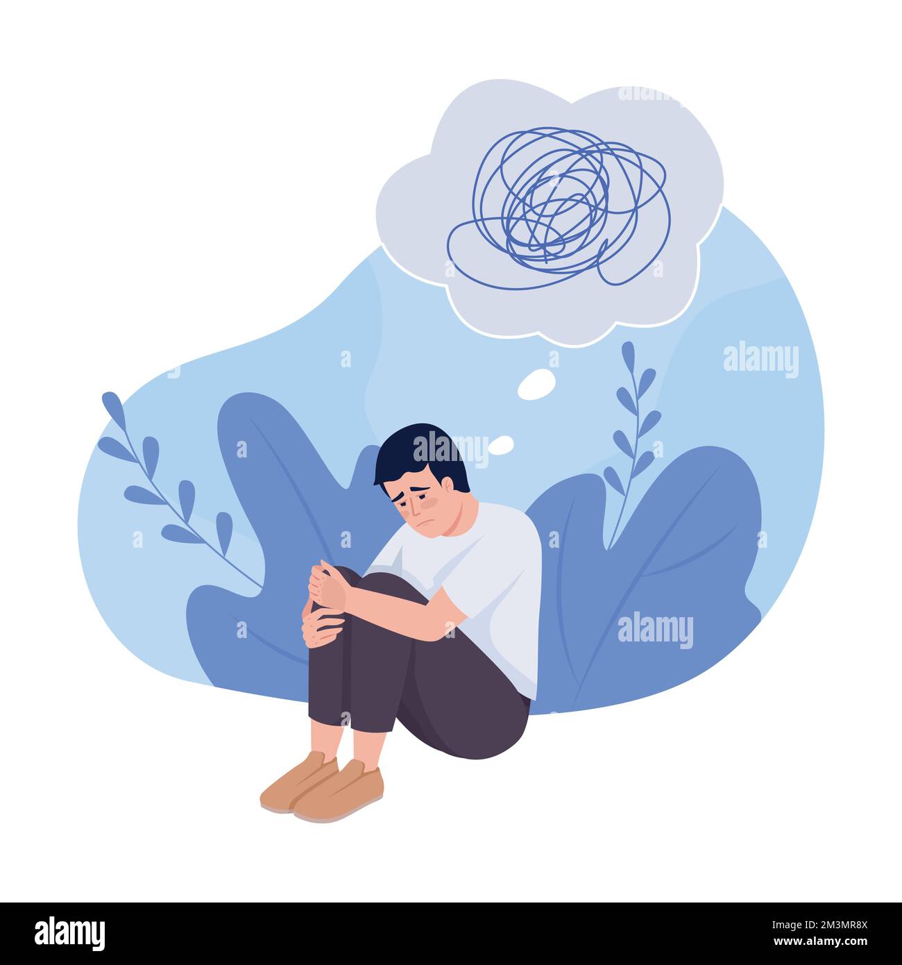 Depressed man flat concept vector illustration Stock Vector Image & Art ...