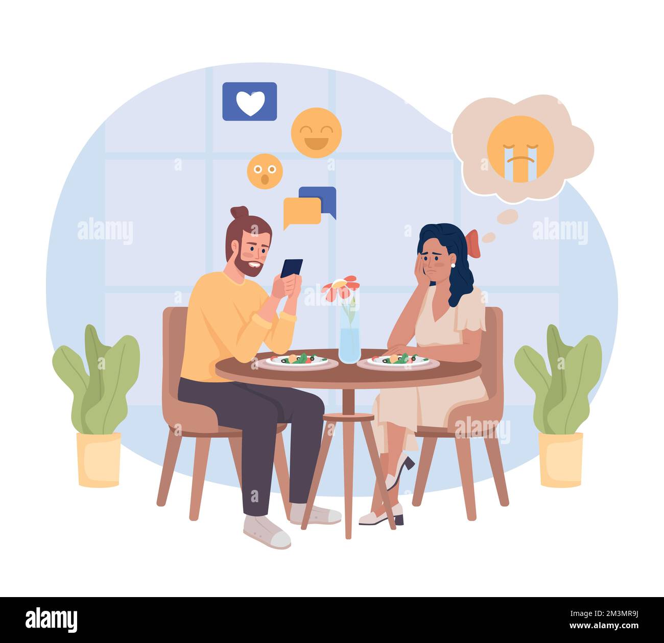 Device addiction 2D vector isolated illustration Stock Vector Image & Art - Alamy