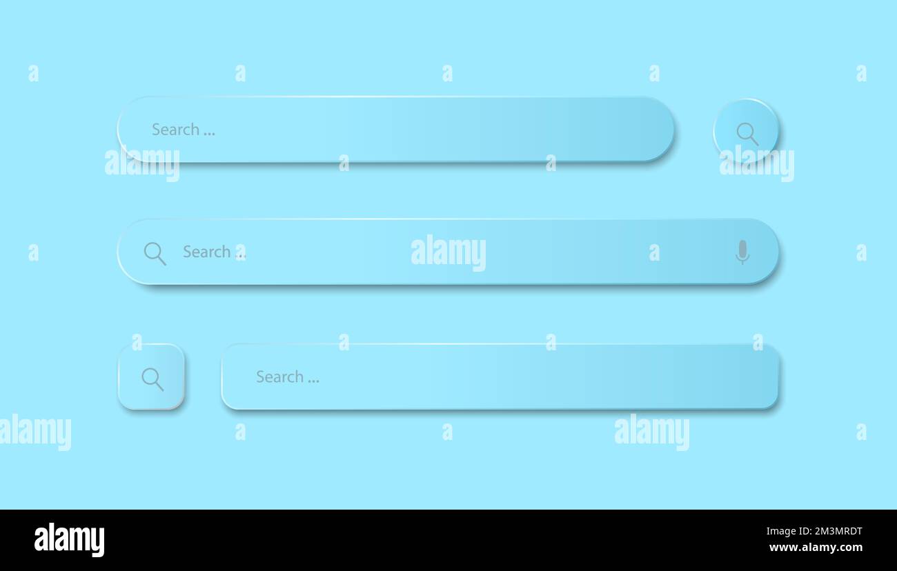A set of search strings of different shapes on a blue background Stock ...