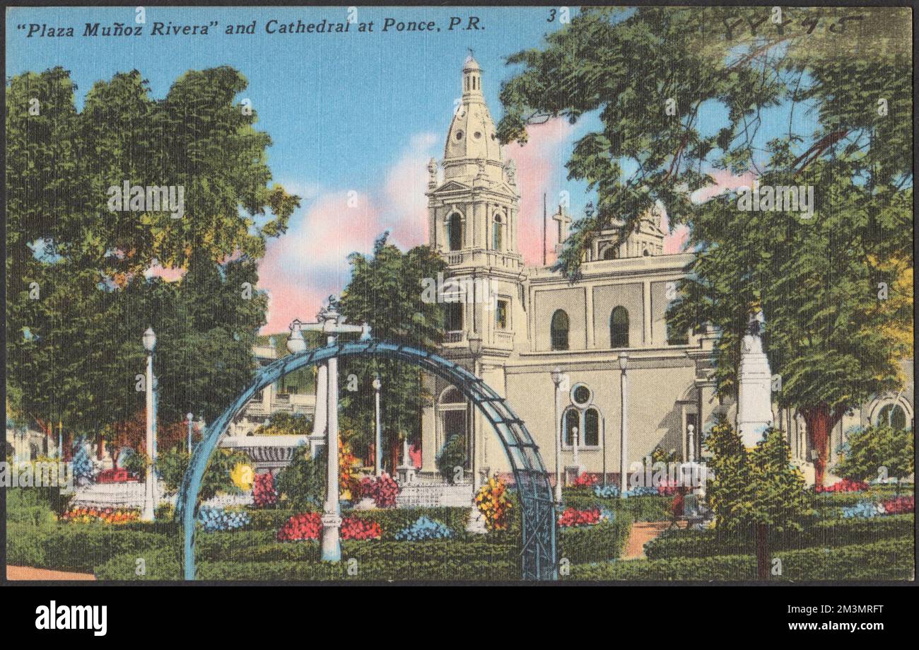 'Plaza Muñoz Rivera' and cathedral at Ponce, P. R. , Plazas, Cathedrals ...