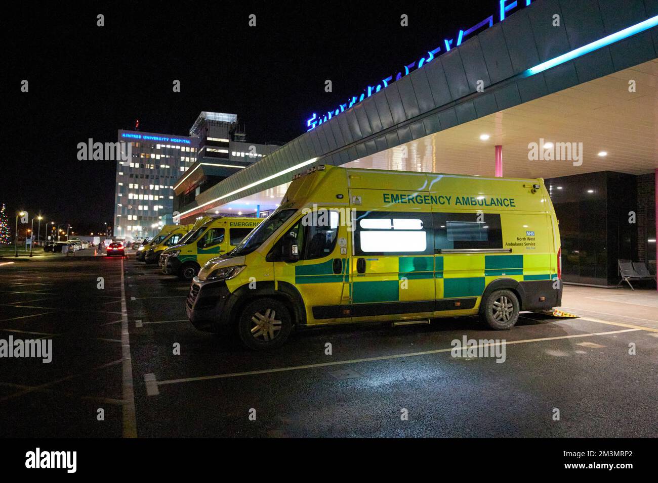 Queue of ambulances outside aintree university hospital fazakerley on a ...