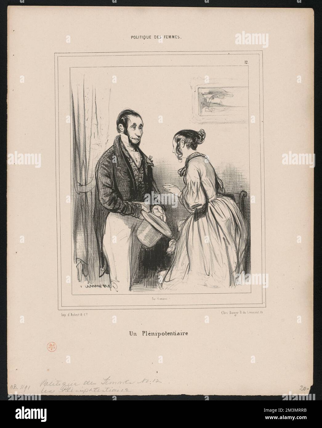 Un plénipotentiaire ,. Paul Gavarni (1804-1866). Lithographs and Other ...