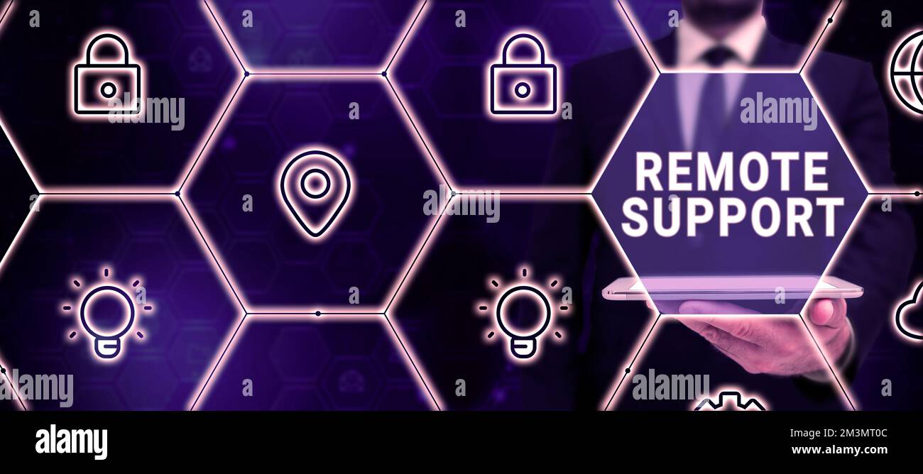 Inspiration showing sign Remote Support. Concept meaning help end-users ...