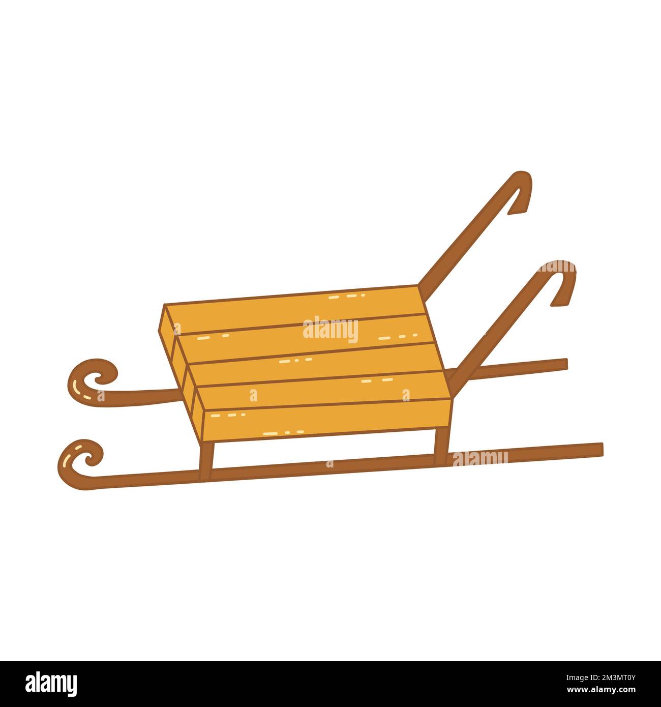 Wooden yellow sleigh. Colorful vector isolated illustration hand drawn ...