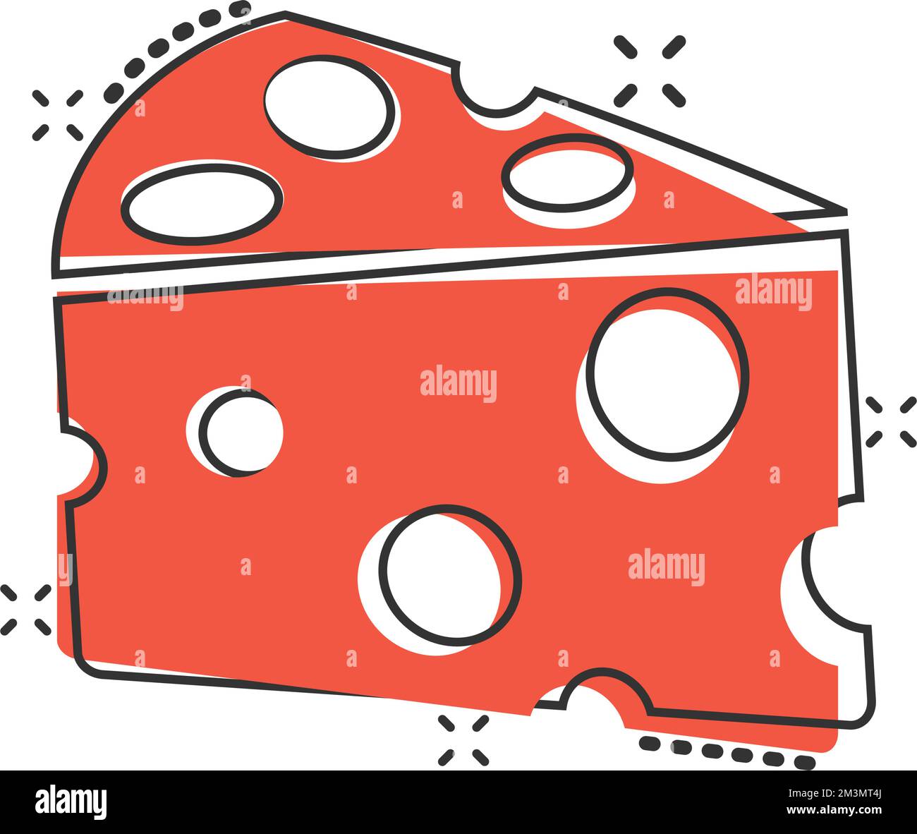 Cheese slice icon in comic style. Milk food cartoon vector illustration ...