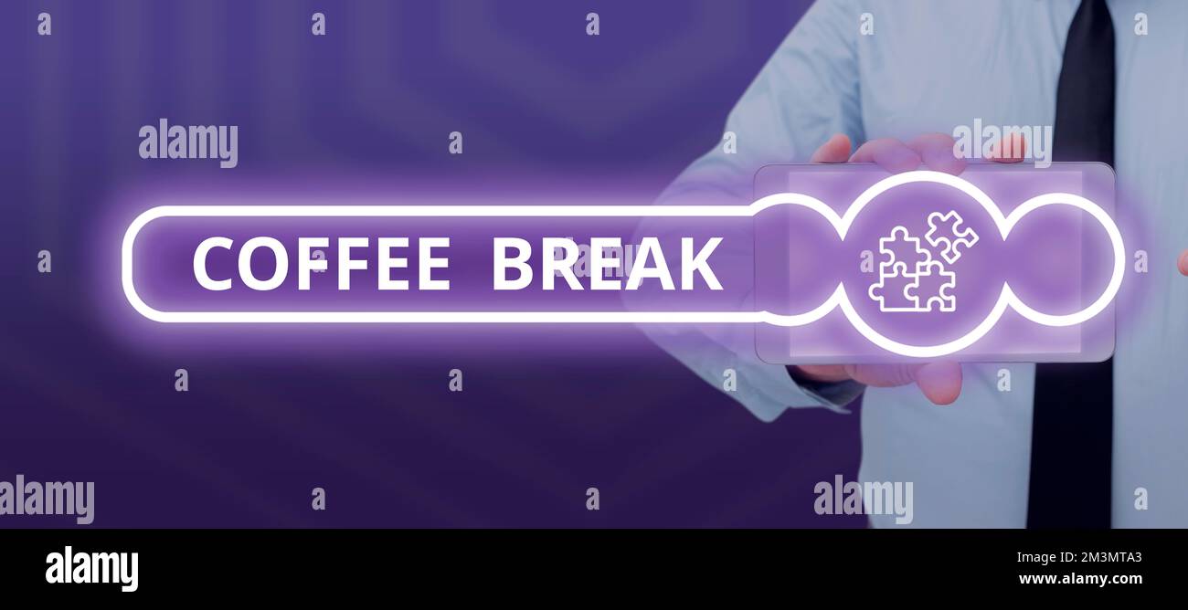 Writing displaying text Coffee Break. Conceptual photo short time when ...