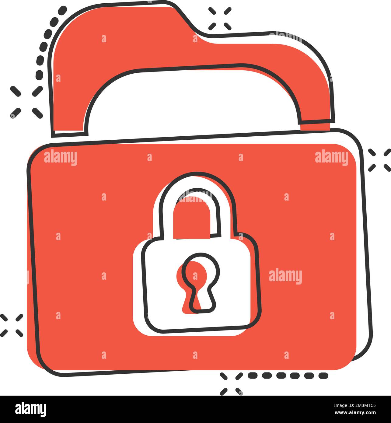 Files folder permission icon in comic style. Document access cartoon ...