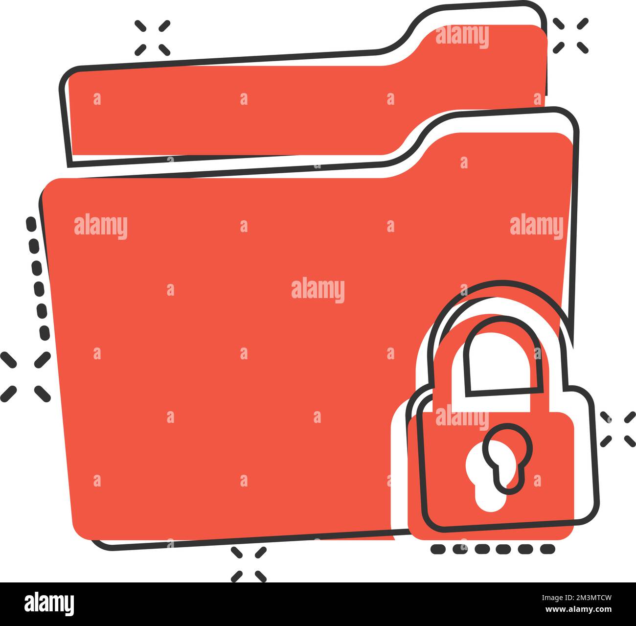 Files folder permission icon in comic style. Document access cartoon ...