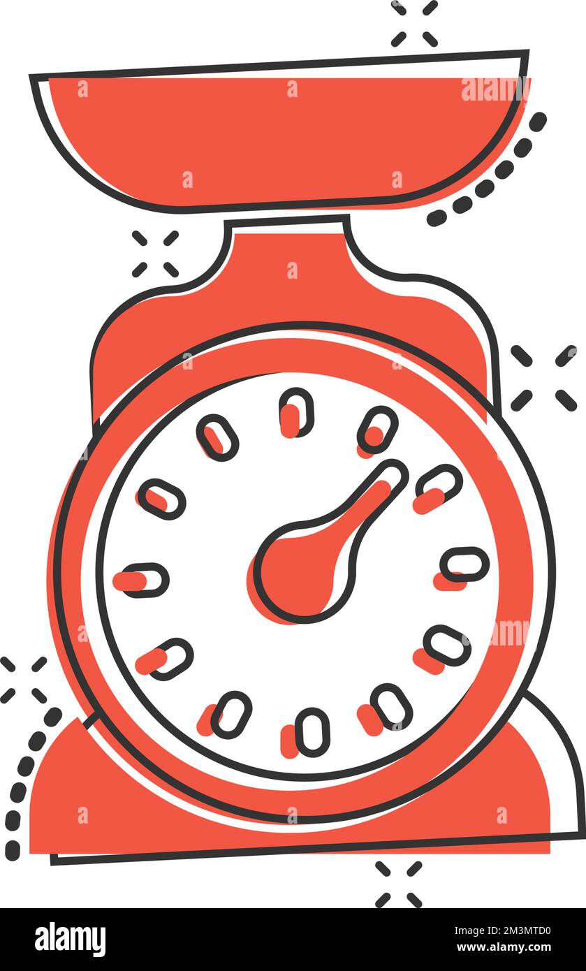Bathroom weight scale icon in comic style. Mass measurement cartoon ...