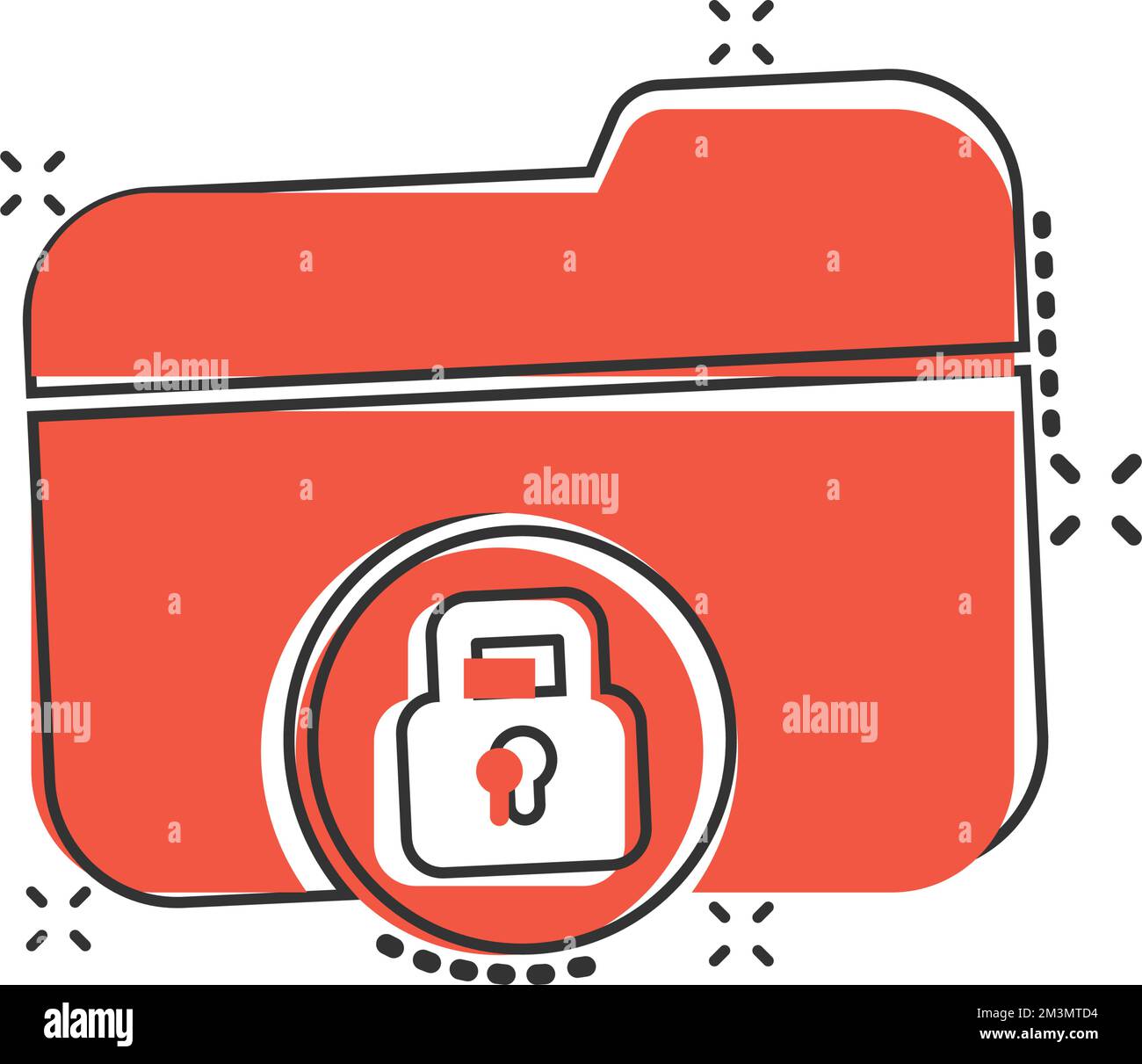 Files folder permission icon in comic style. Document access cartoon ...