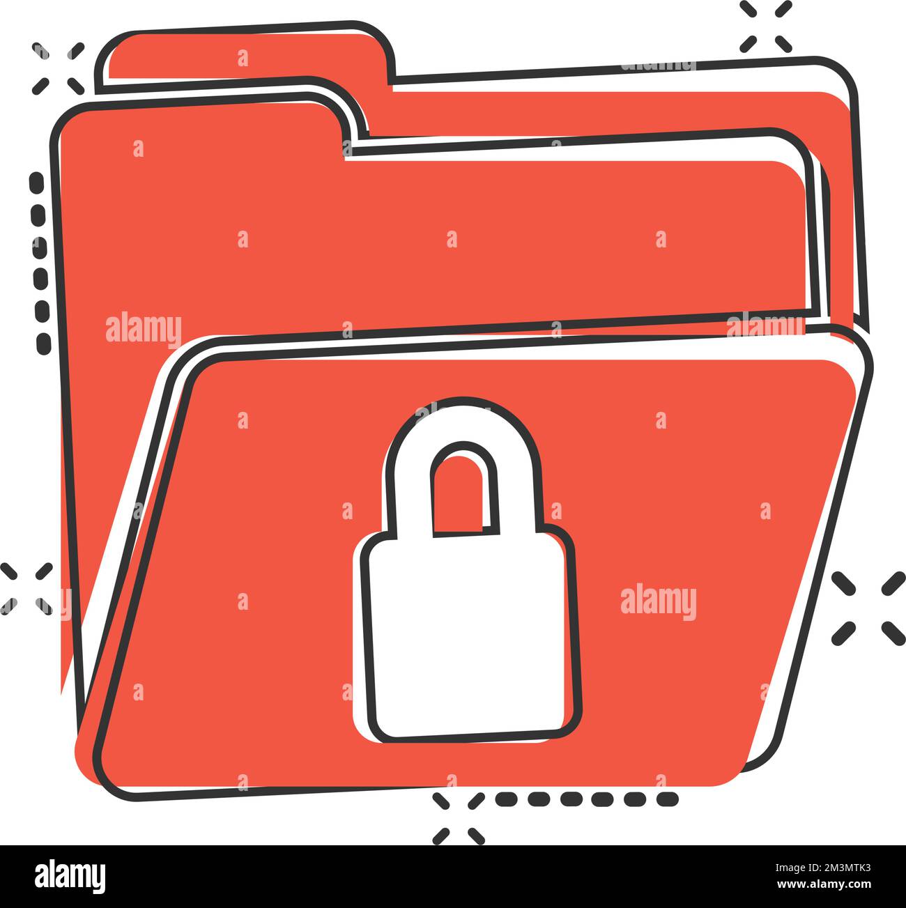 Files folder permission icon in comic style. Document access cartoon ...