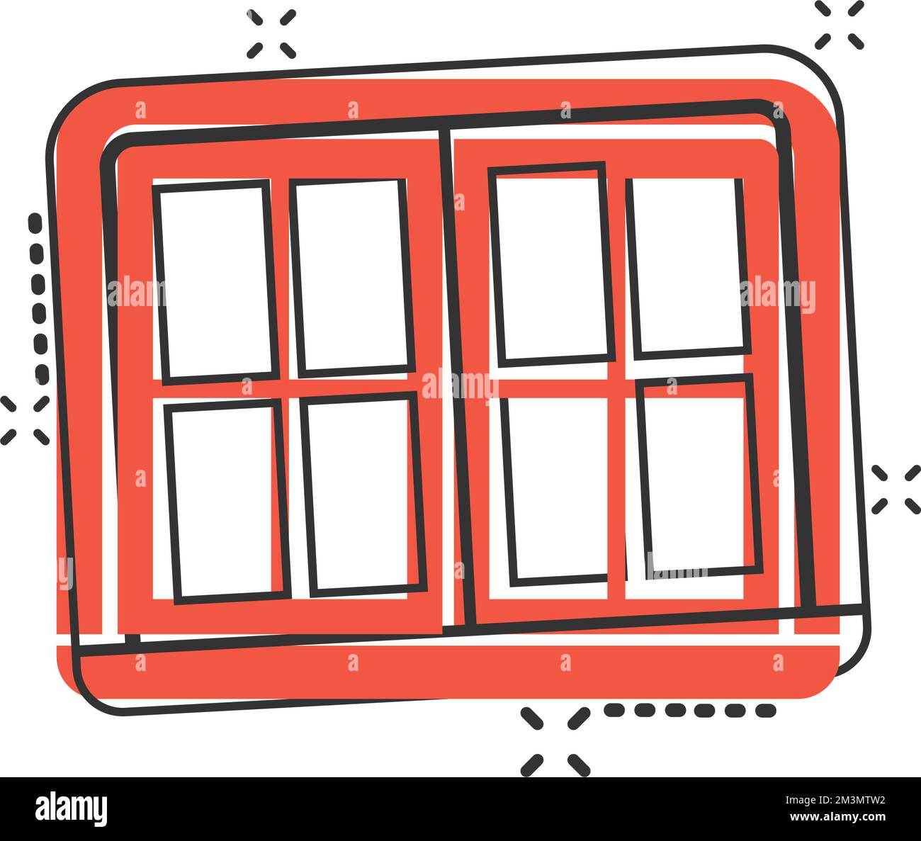 Window icon in comic style. Casement cartoon vector illustration on ...