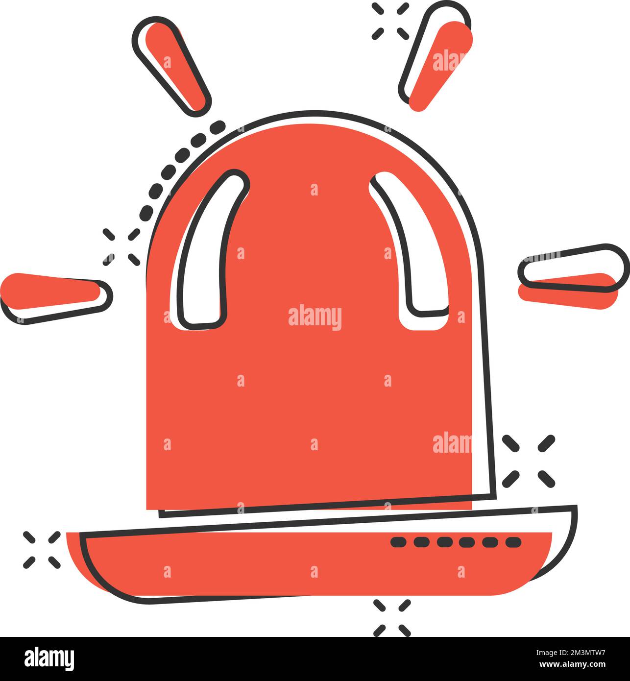 Emergency alarm icon in comic style. Alert lamp cartoon vector ...