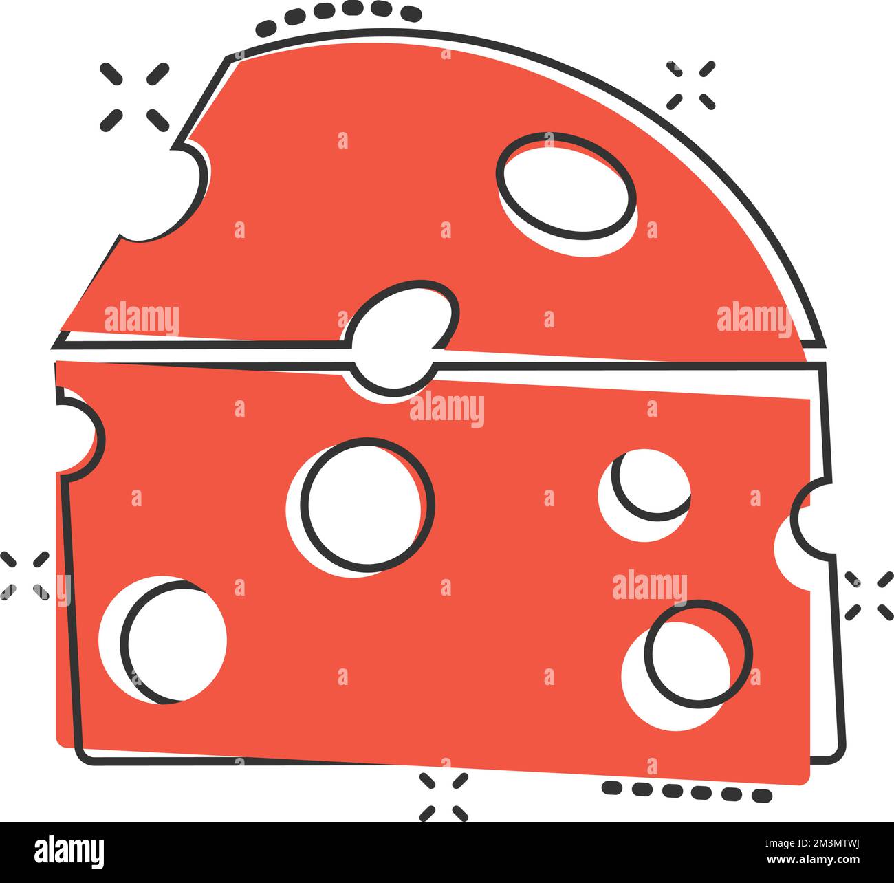 Cheese slice icon in comic style. Milk food cartoon vector illustration ...