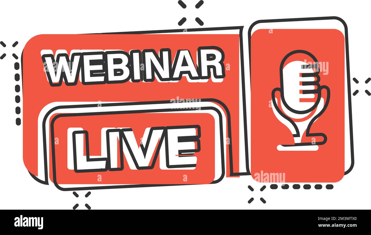 Live webinar icon in comic style. Online training cartoon vector ...