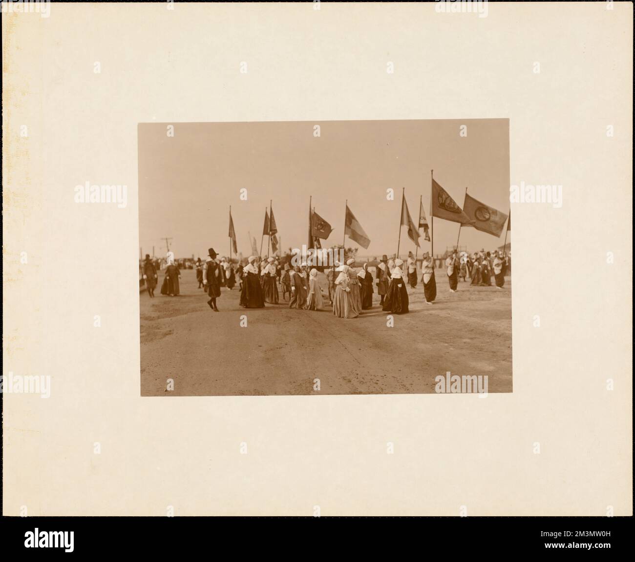 Plymouth Tercentenary Pageant, a group of Pilgrim women conveying state ...