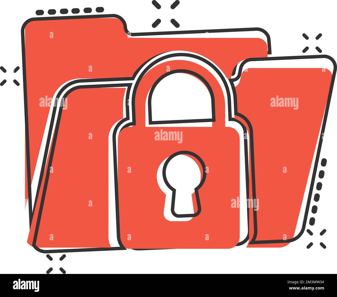 Files folder permission icon in comic style. Document access cartoon ...