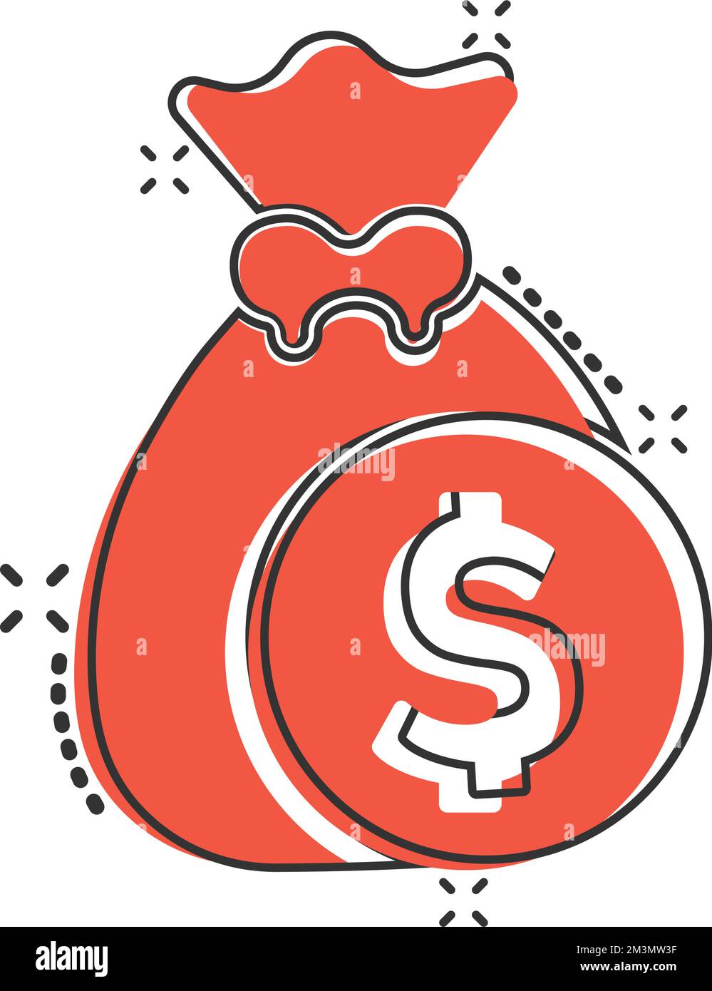 Money bag icon in comic style. Moneybag cartoon vector illustration on ...