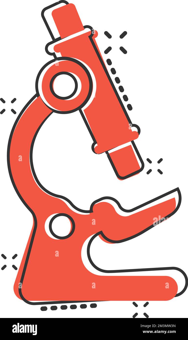 Microscope icon in comic style. Laboratory magnifier cartoon vector ...