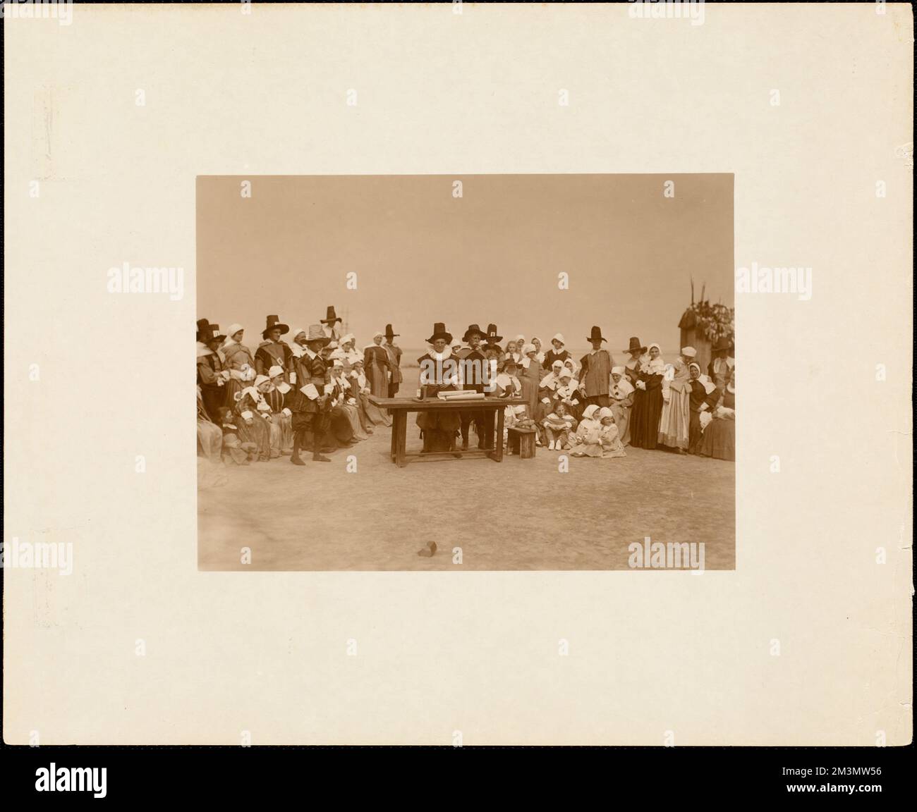 Plymouth Tercentenary Pageant, tableau of the Mayflower Compact ...