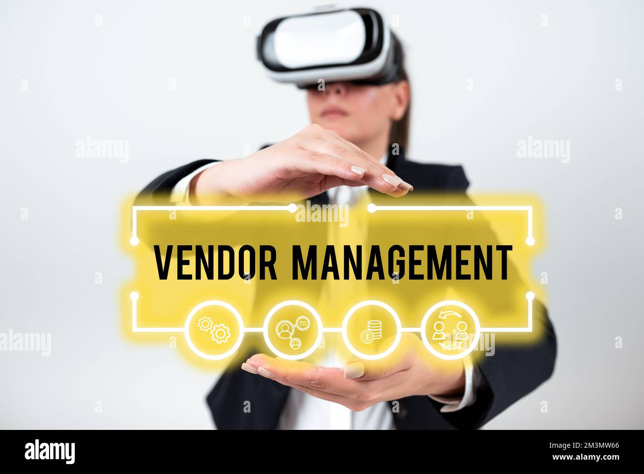 Text sign showing Vendor Management. Business idea activities included ...