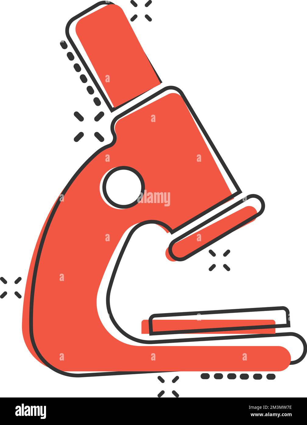 Microscope icon in comic style. Laboratory magnifier cartoon vector ...