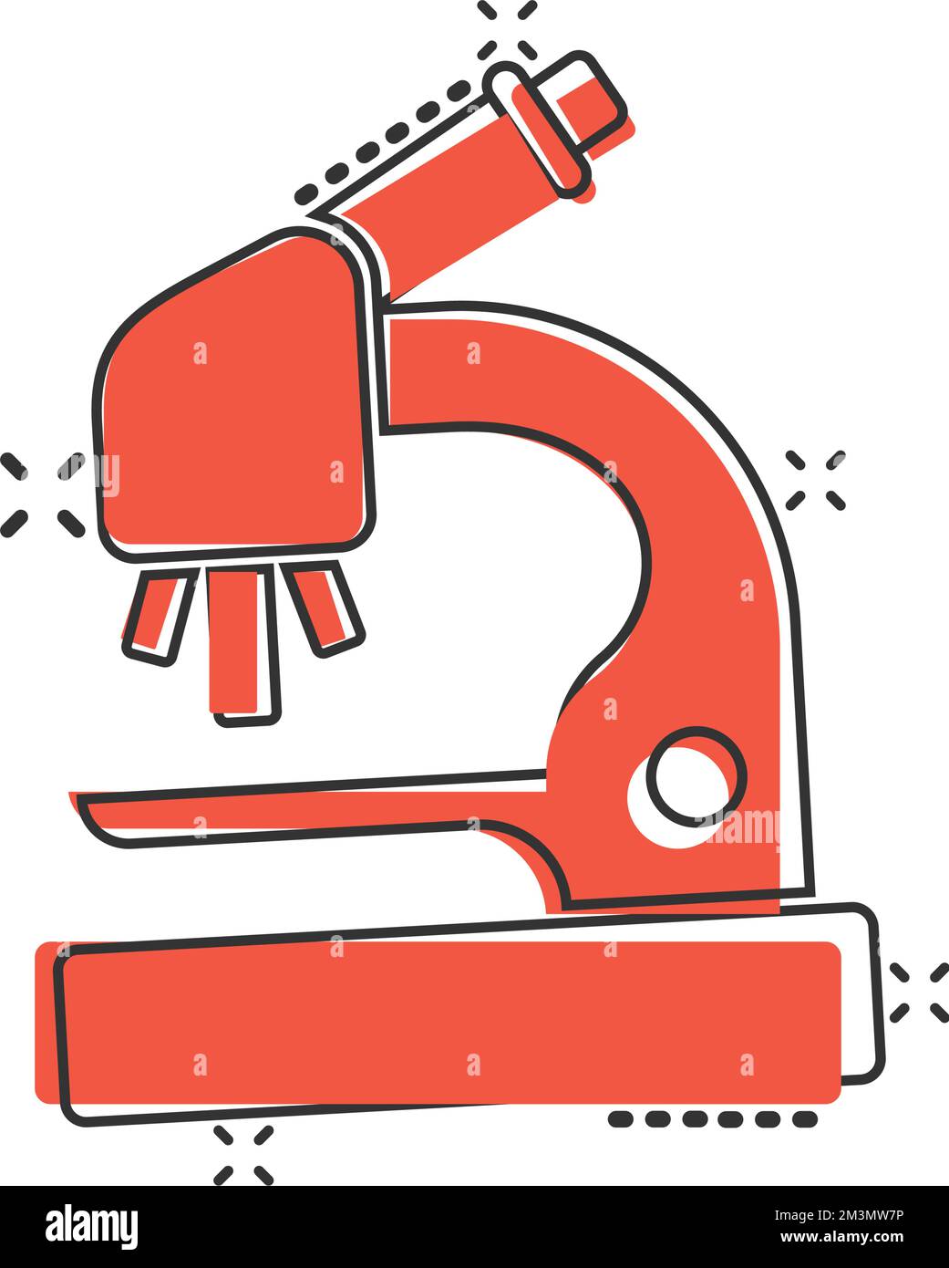 Microscope icon in comic style. Laboratory magnifier cartoon vector ...