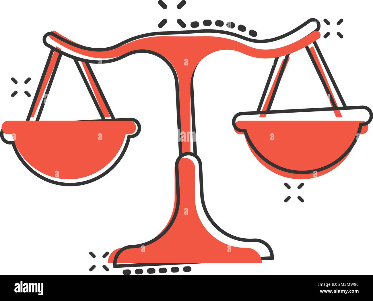 Scales icon in comic style. Libra cartoon vector illustration on ...