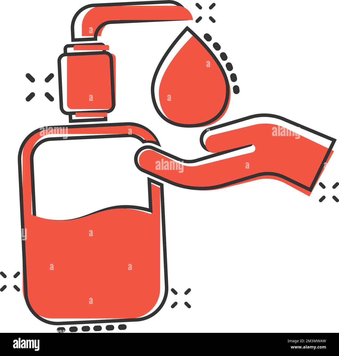 Hand sanitizer icon in comic style. Antiseptic bottle cartoon vector ...