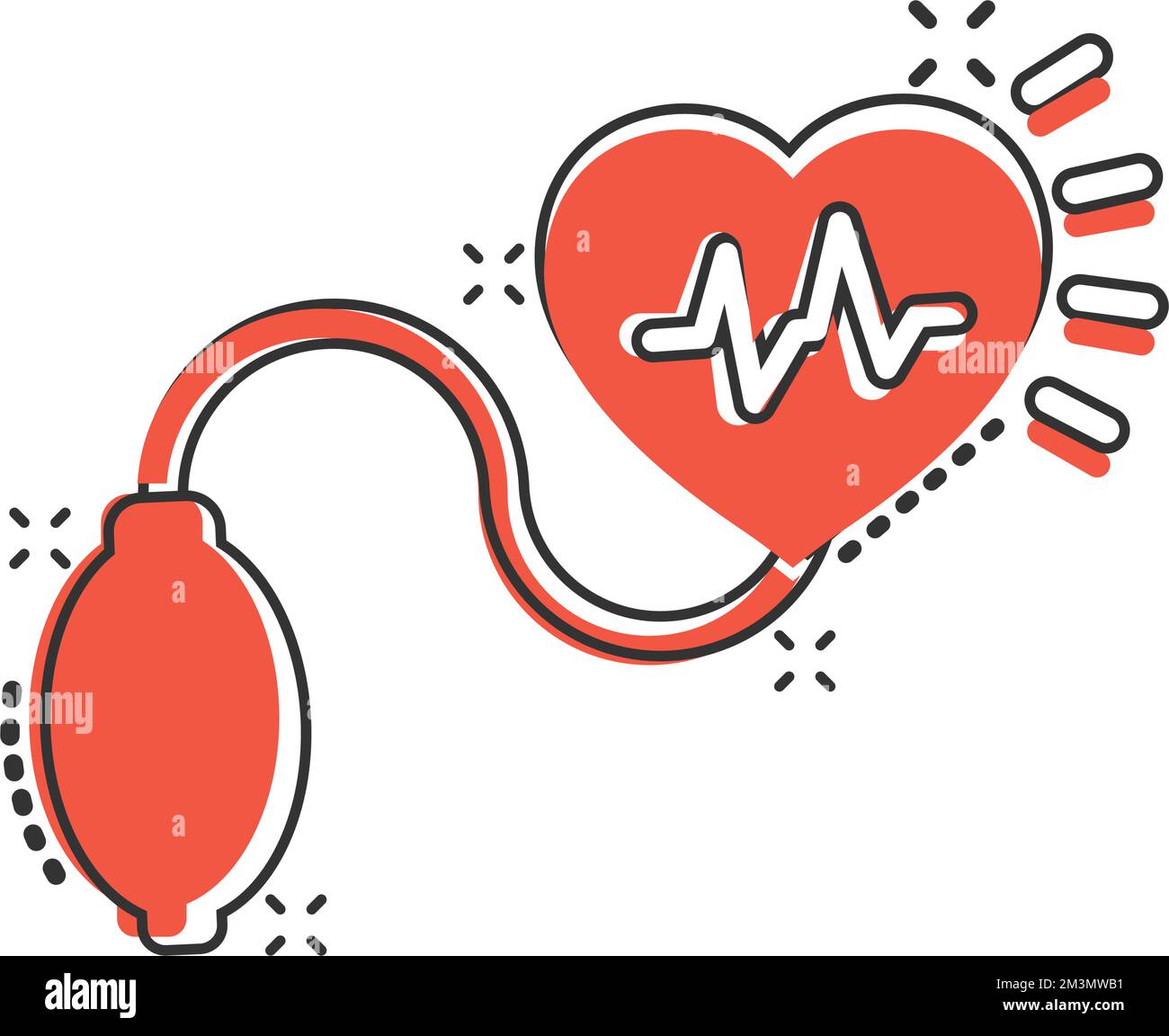 Arterial blood pressure icon in comic style. Heartbeat monitor cartoon ...