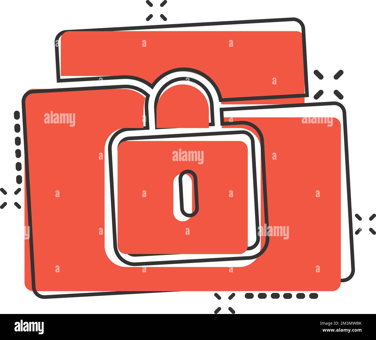 Files folder permission icon in comic style. Document access cartoon ...