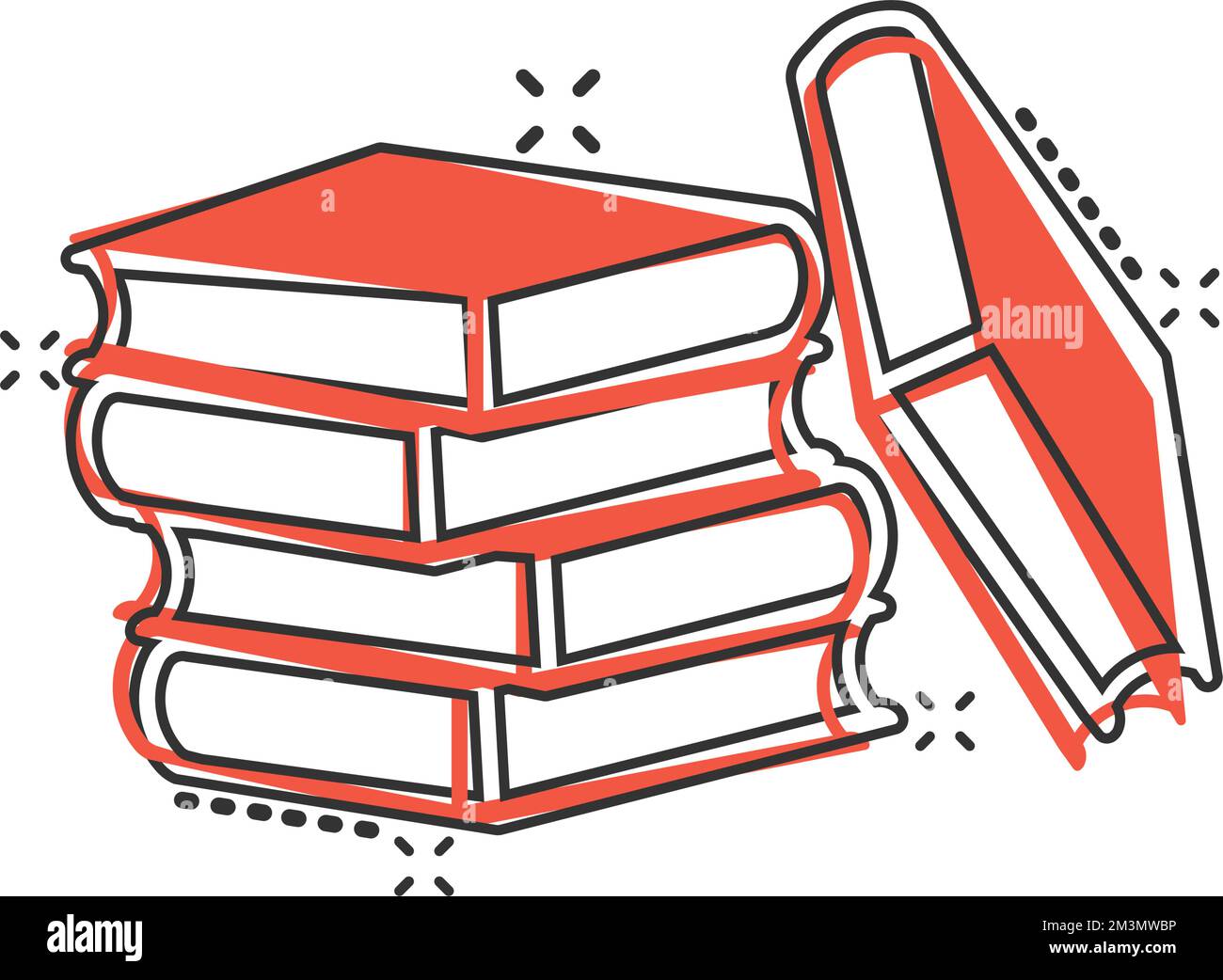 Book library icon in comic style. Encyclopedia cartoon vector ...