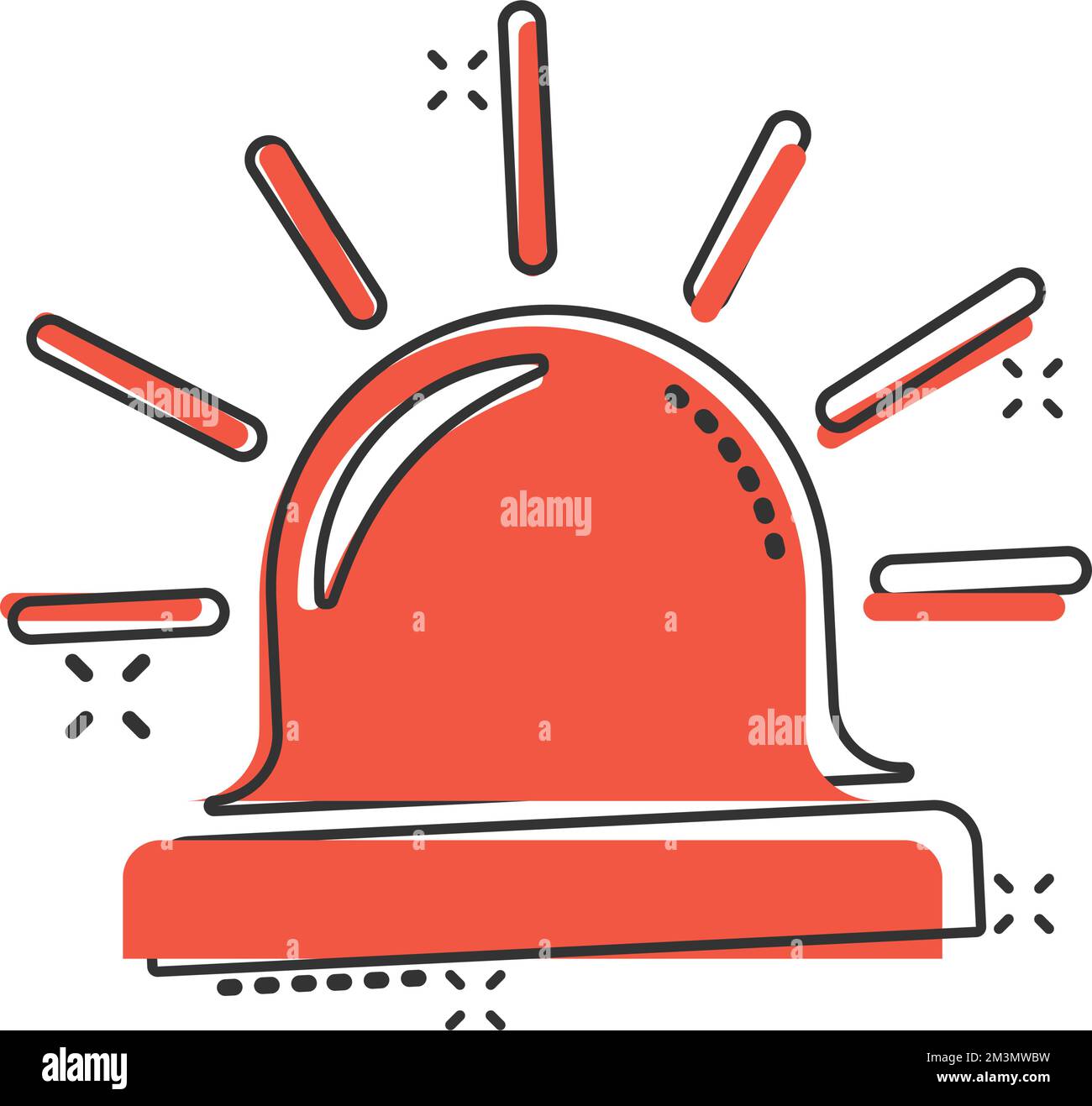 Emergency alarm icon in comic style. Alert lamp cartoon vector ...