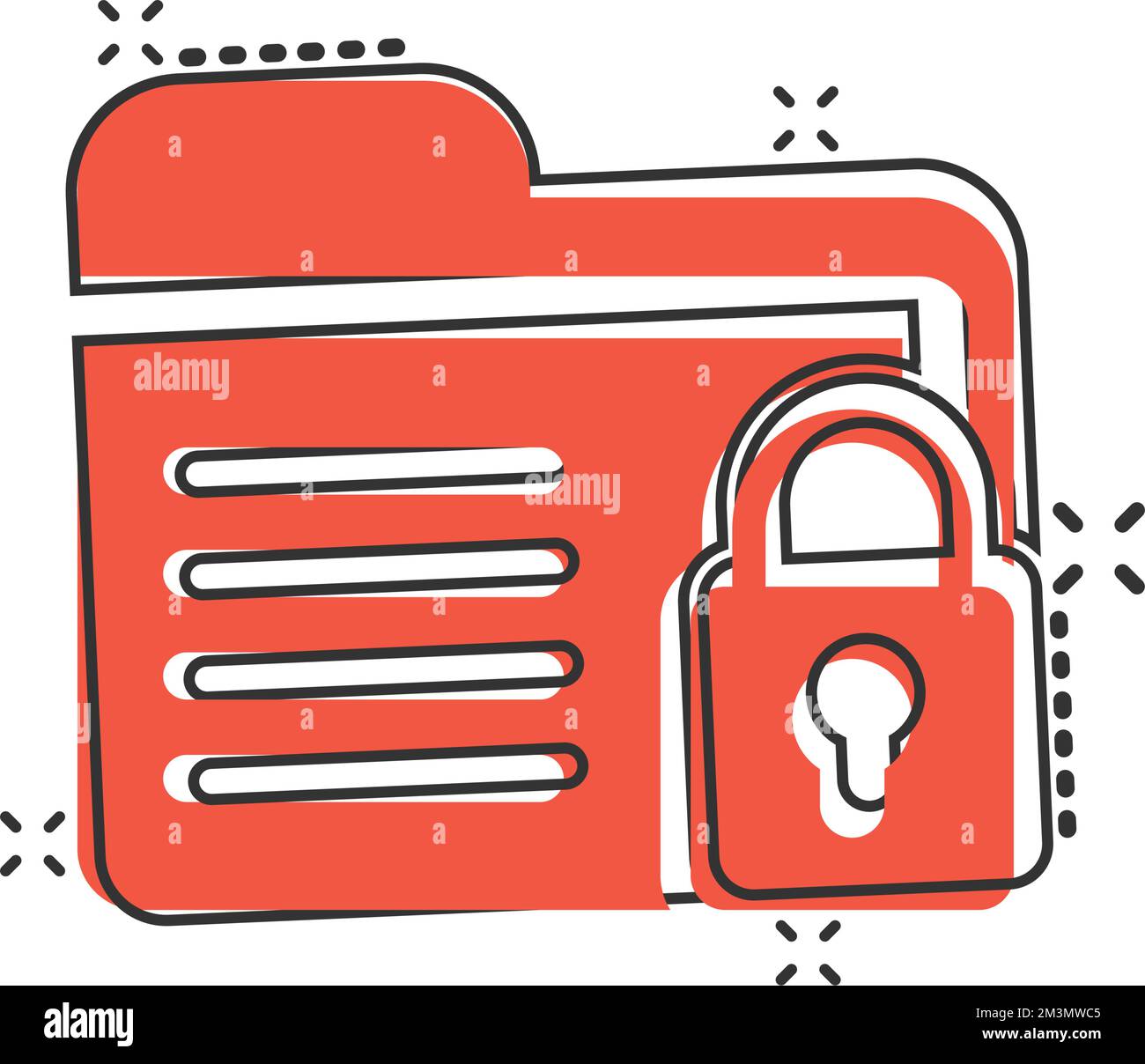 Files folder permission icon in comic style. Document access cartoon ...