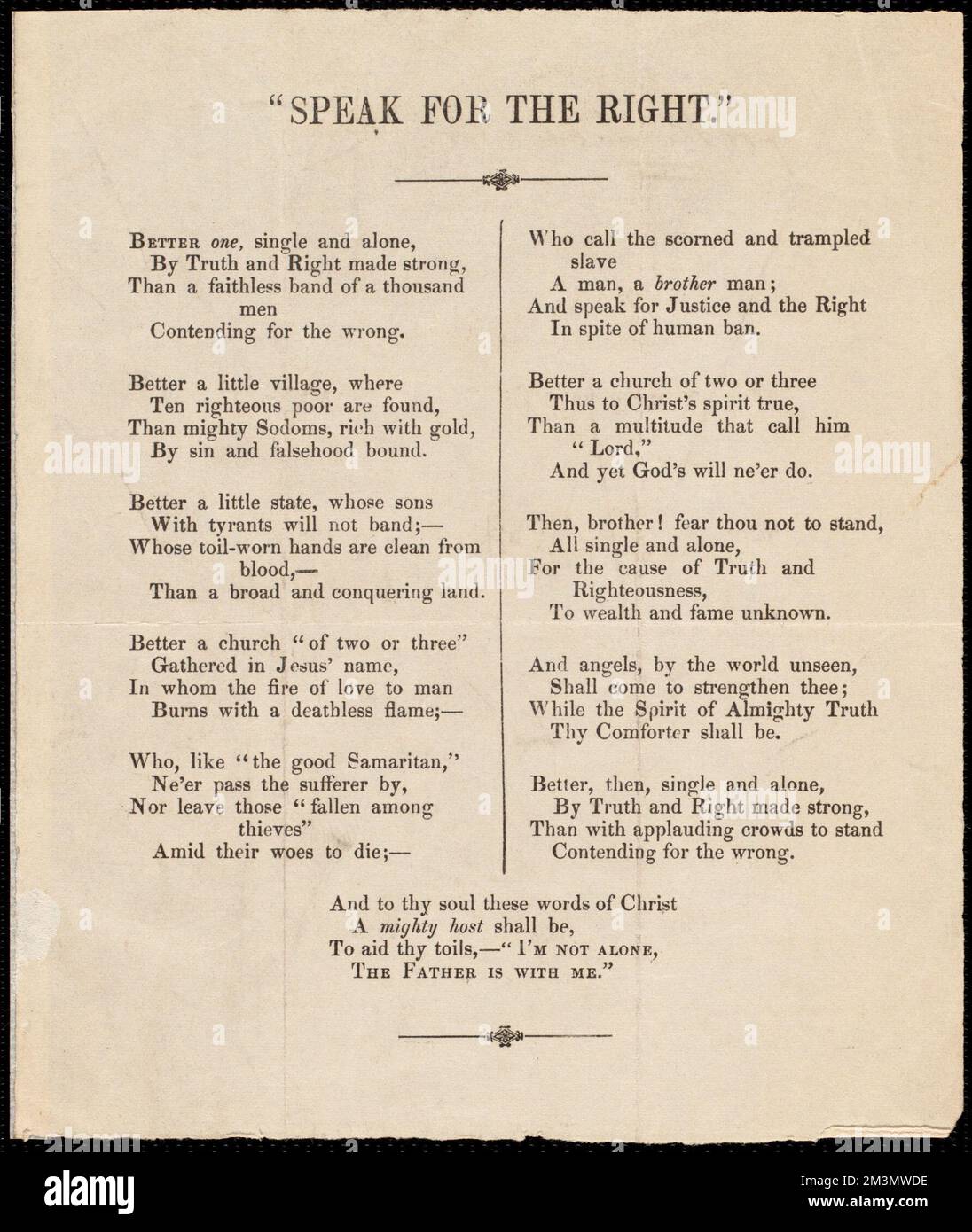 Poem to Samuel May: 'Speak for the right.' , Abolitionists, United ...