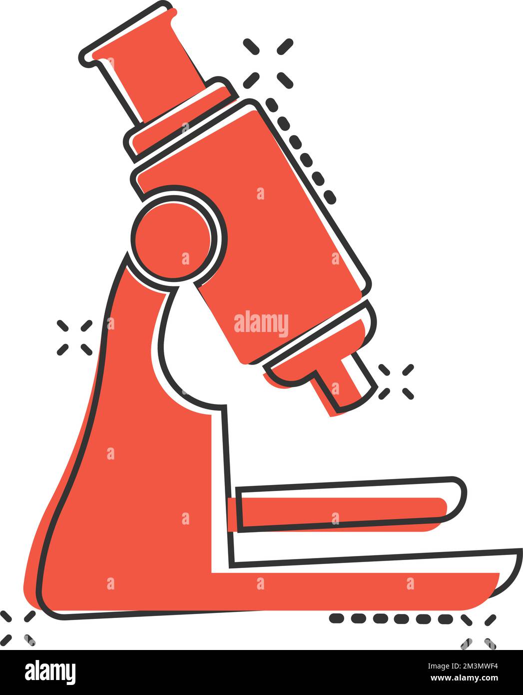 Microscope icon in comic style. Laboratory magnifier cartoon vector ...